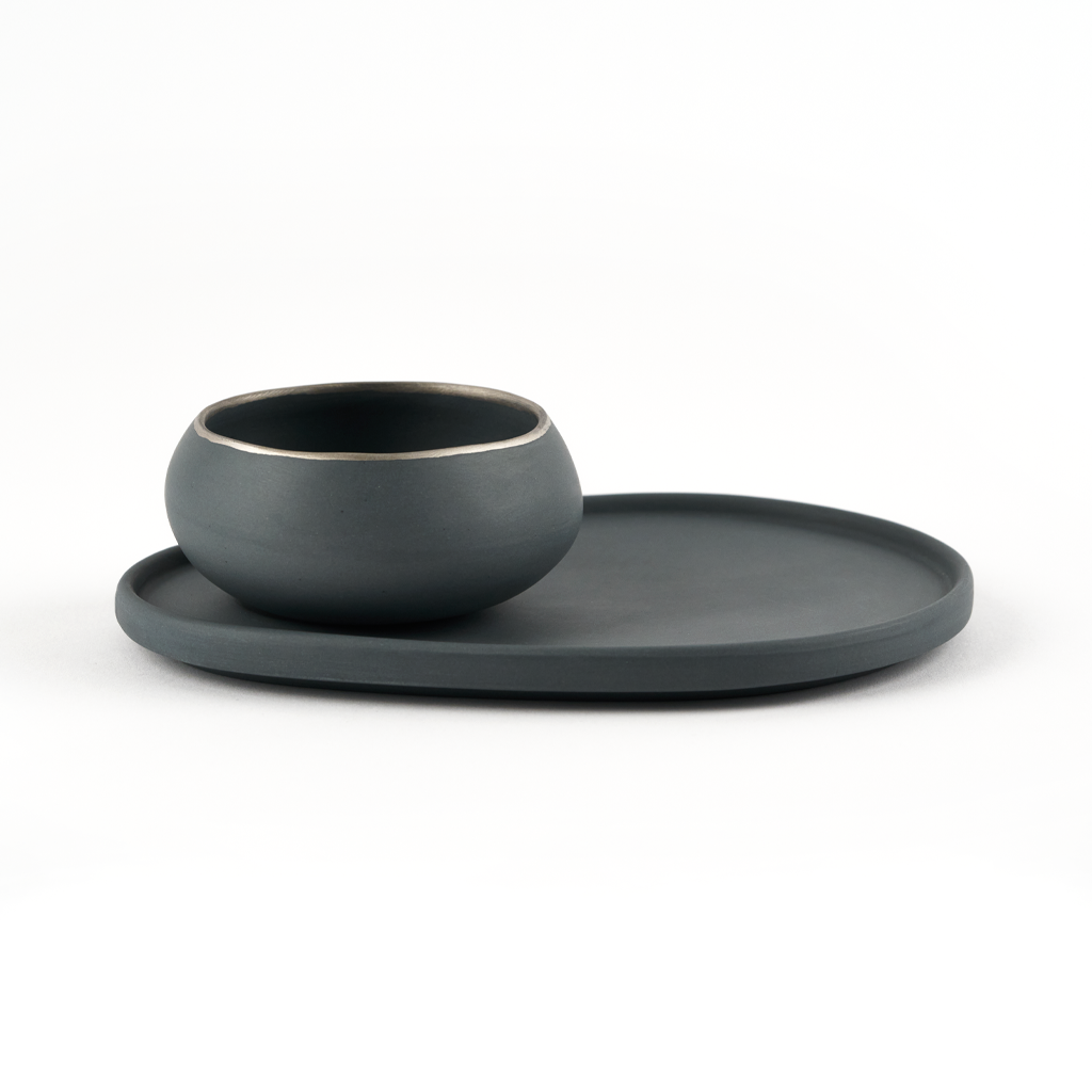 mezcal pairing plate and copita dark grey - TUYO NYC